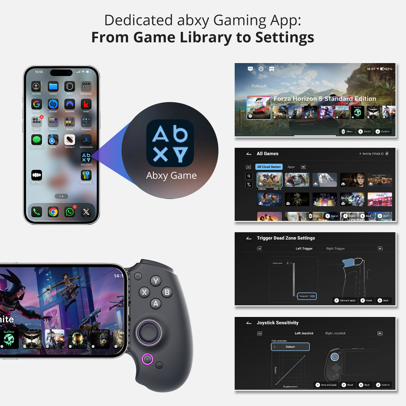 abxylute S9 Mobile Gaming Controller, Supports Playing While Charging,